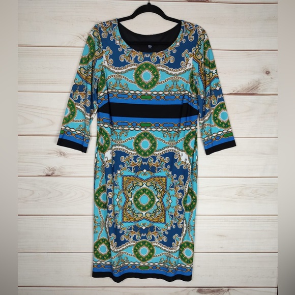 Chadwicks | Dresses | Chadwicks Large Dress Blue Stretchy Gorgeous ...